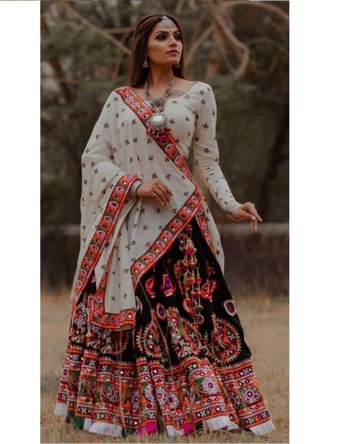 Heavy Beautiful Designer Crape With Printed and Rael Mirror Work With ...