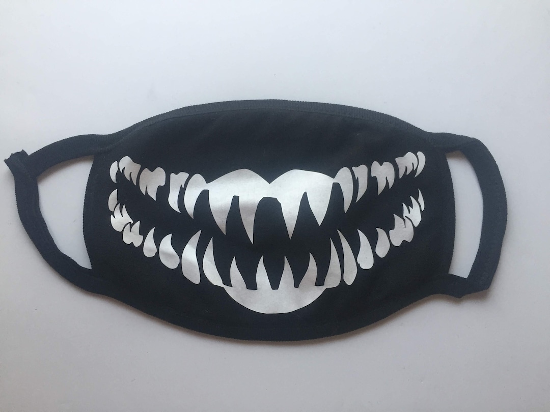 Monster Teeth Face Mask: Black Rave Costume Mask With Adjustable Straps ...