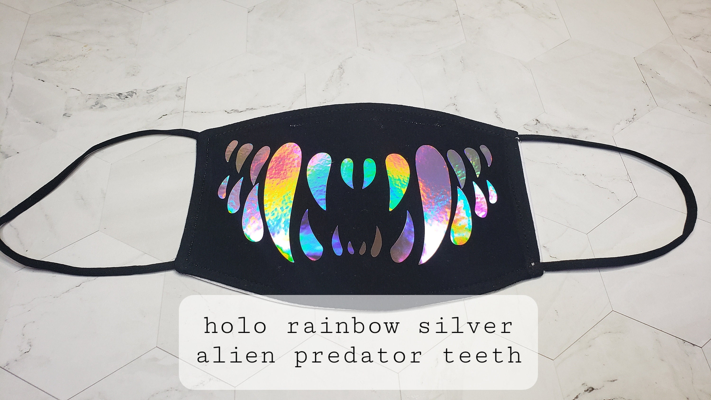Alien Predator Fang Teeth Mouth Face Mask Black Rave Costume - Etsy