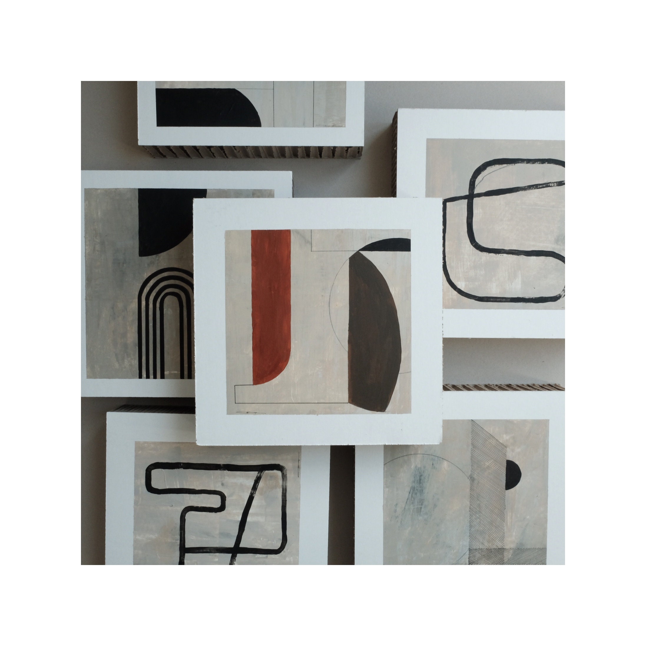 Shapes 9 acrylic on Cardboard Board minimalist, Geometric Painting ...