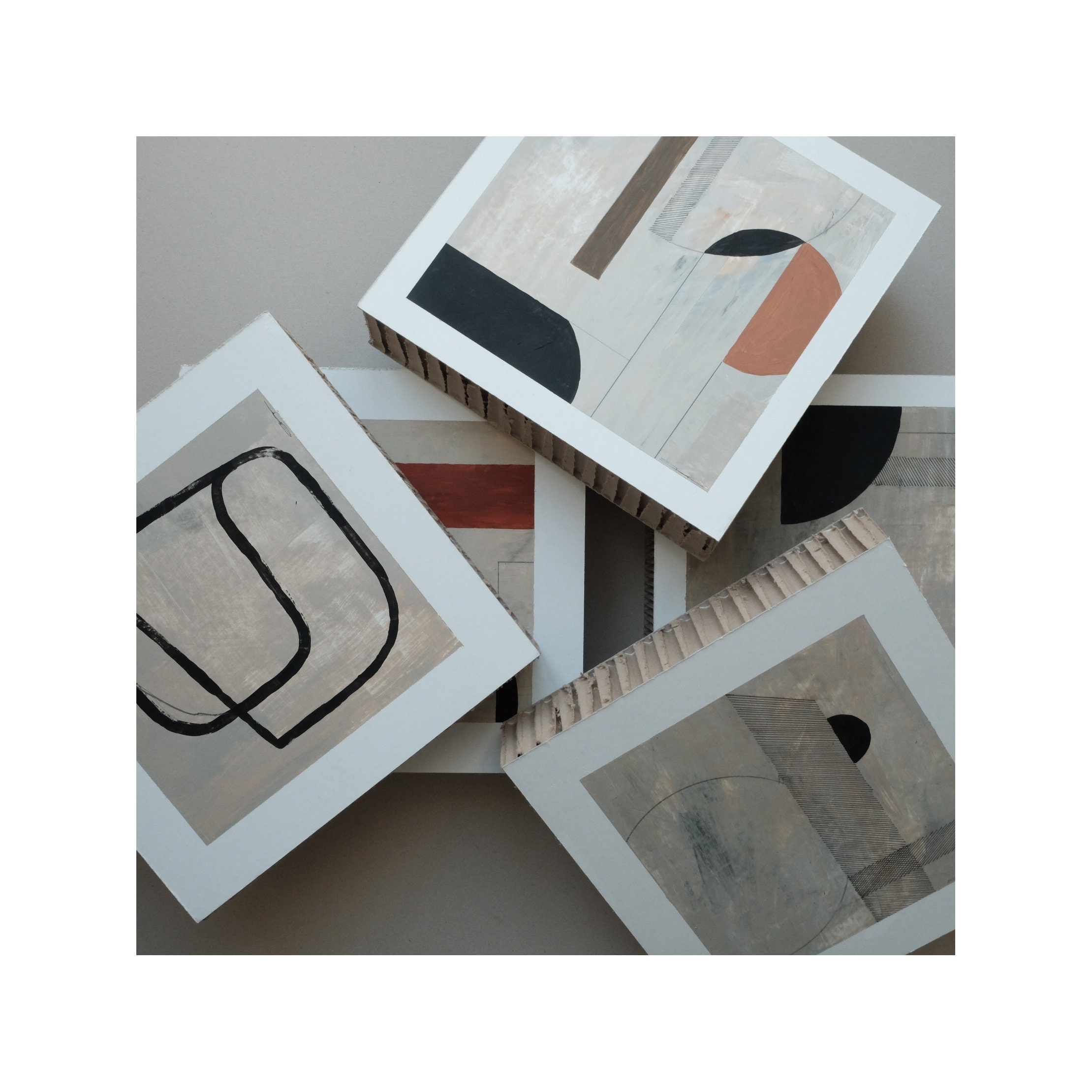 Shapes 9 acrylic on Cardboard Board minimalist, Geometric Painting ...