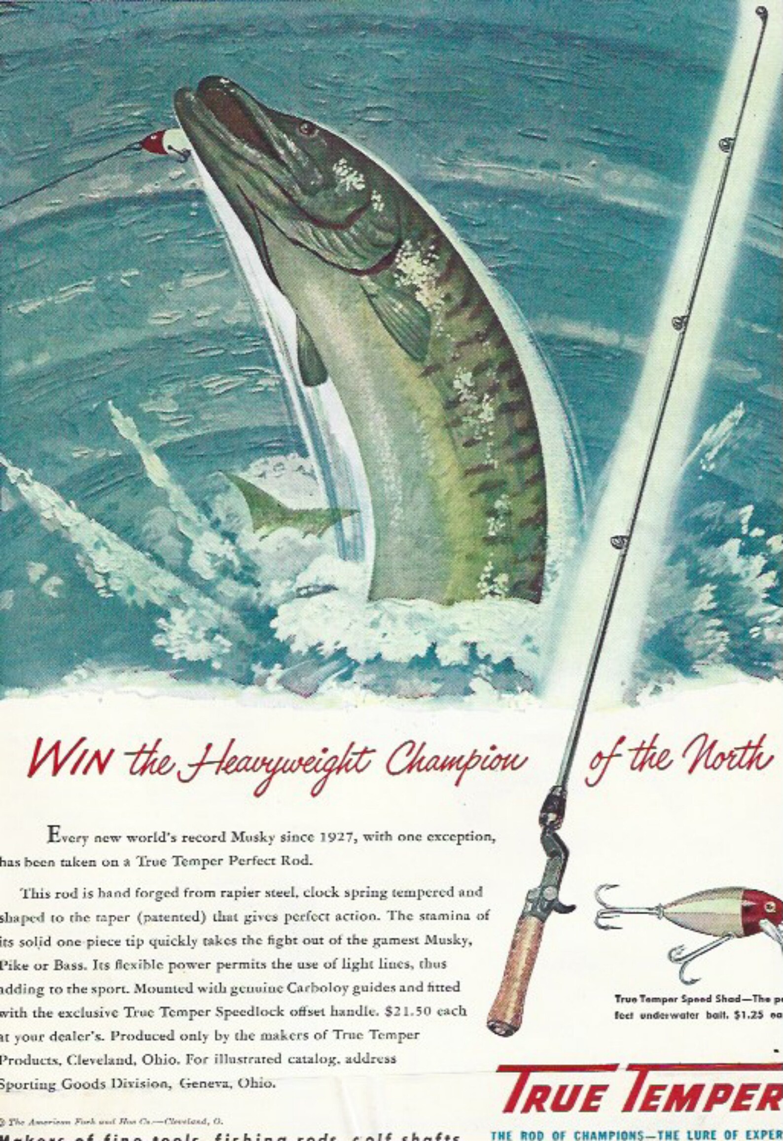 Vintage True Temper Fishing Advertisement 1949 Collectibles | Etsy