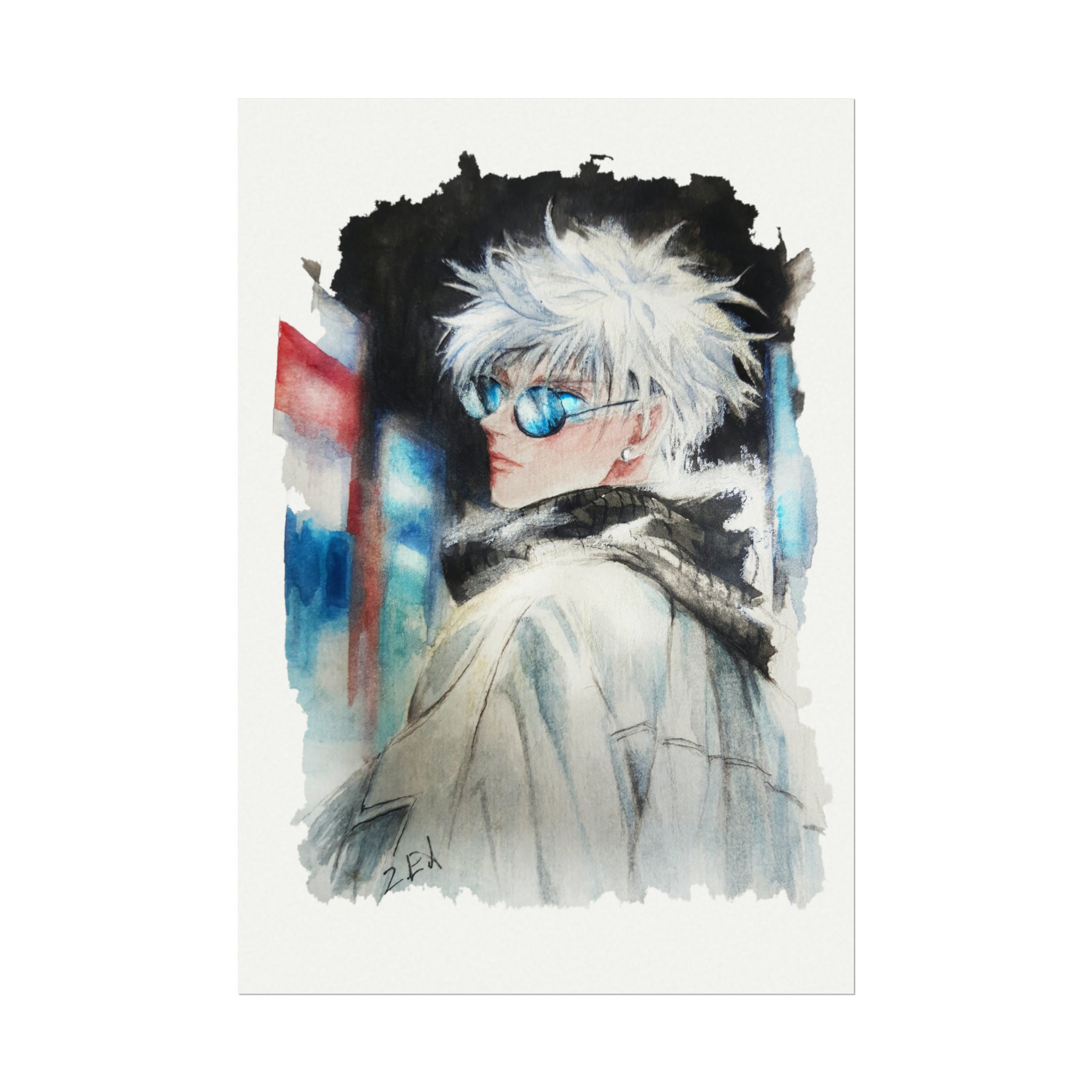 Radiant Gojo Satoru Textured Watercolor Matte Prints - Etsy