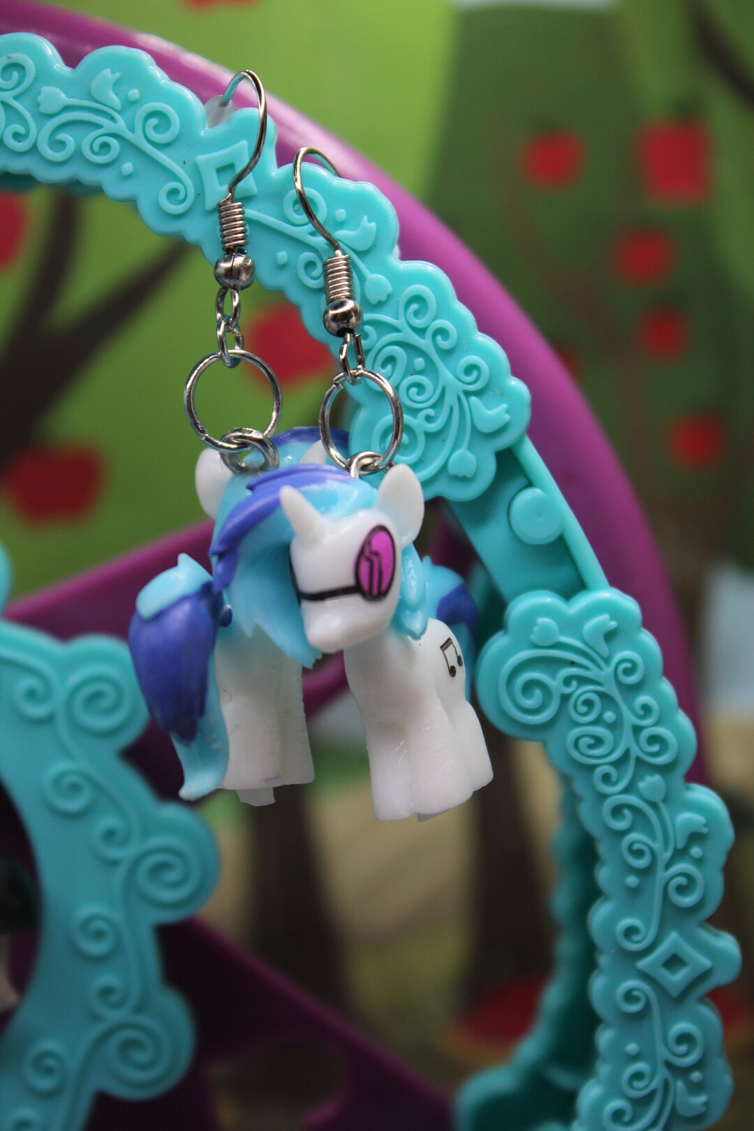 Upcycled My Little Pony Drop Earrings: DJ Pon 3, Rainbow Dash, Twilight ...