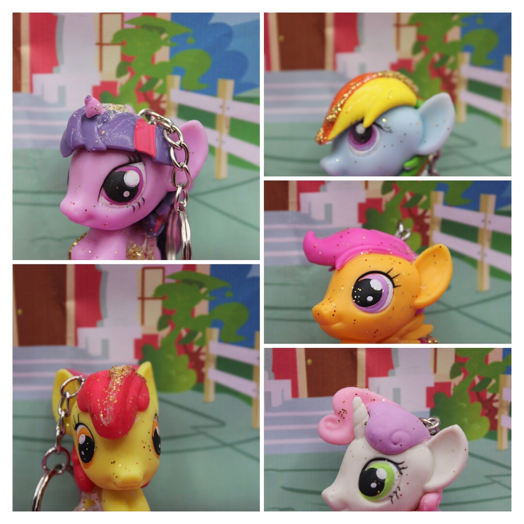 MLP G4 Mashems Figures Rainbows Upcycled to Keyrings Bag Charms ...