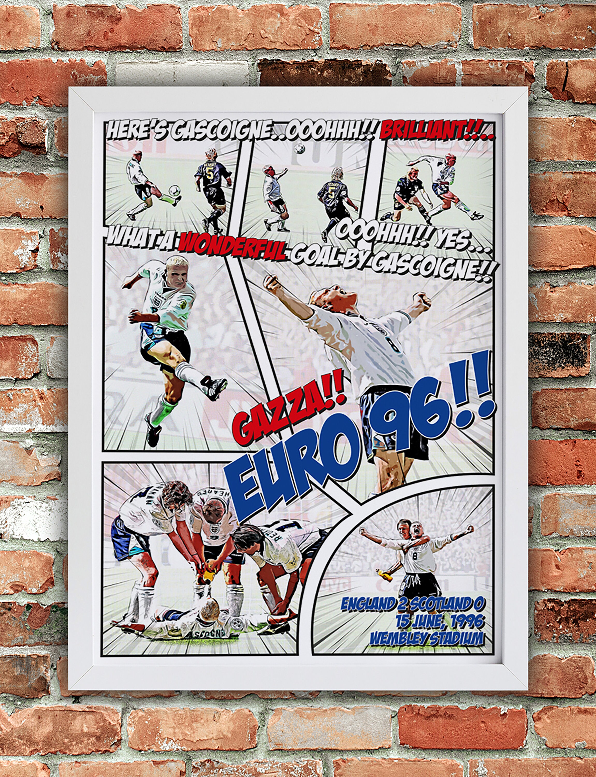 Euro 96 Gazza A3 Football Comic Strip Art Print England - Etsy UK