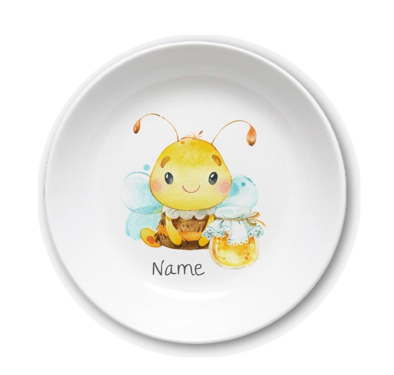 Kinderteller Melamin mit Namen zur Taufe oder Geburt Biene - Etsy.de