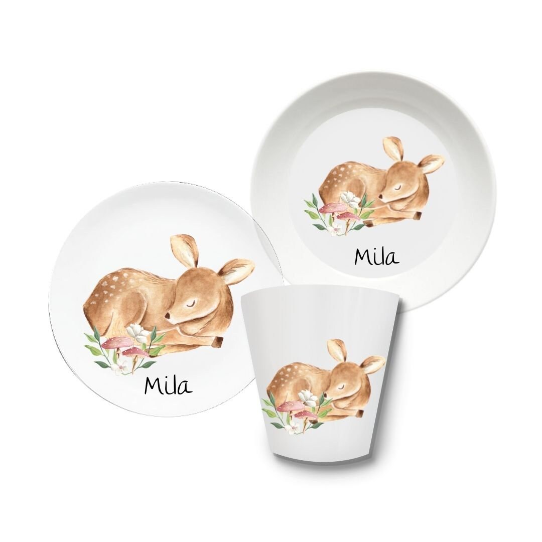 Kindergeschirr Kinderteller mit Namen Geschenk Geburt oder Taufe, Patenkind Geschenk Kleinkind ...