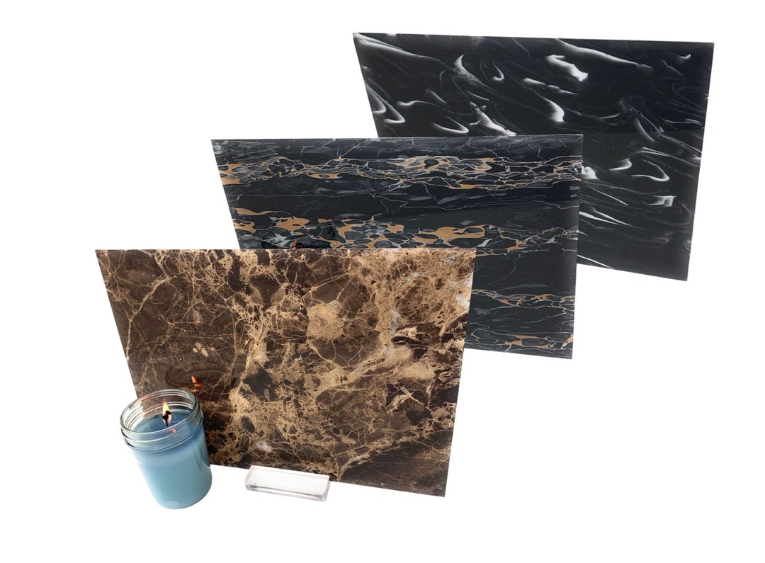 Marble Acrylic Sheets Set of 3, 12x20 3mm Thick, Black and White Marble ...