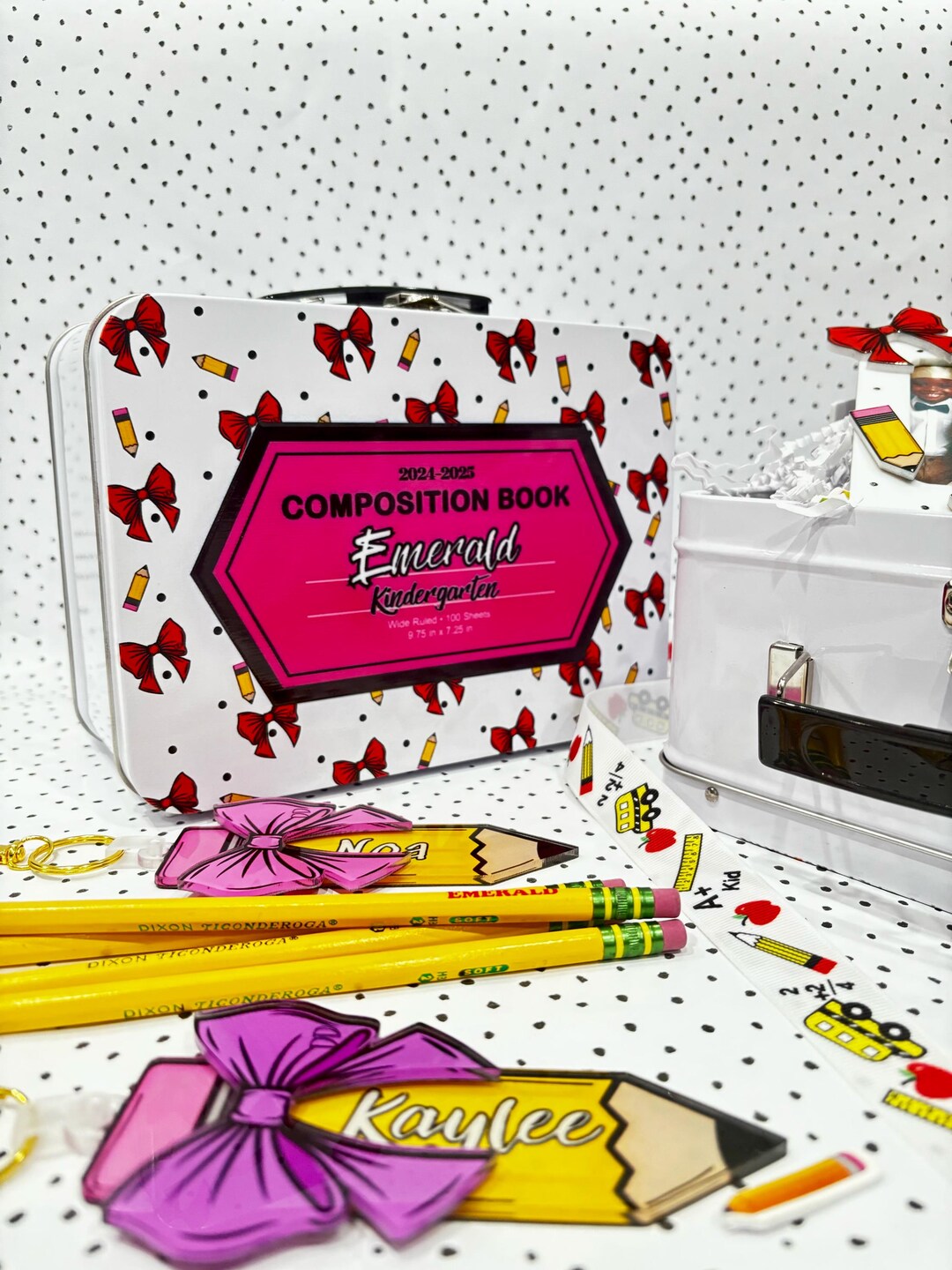 Pencil and Bows Tin Lunch Box, Back to School, Lunch Box Only - Etsy