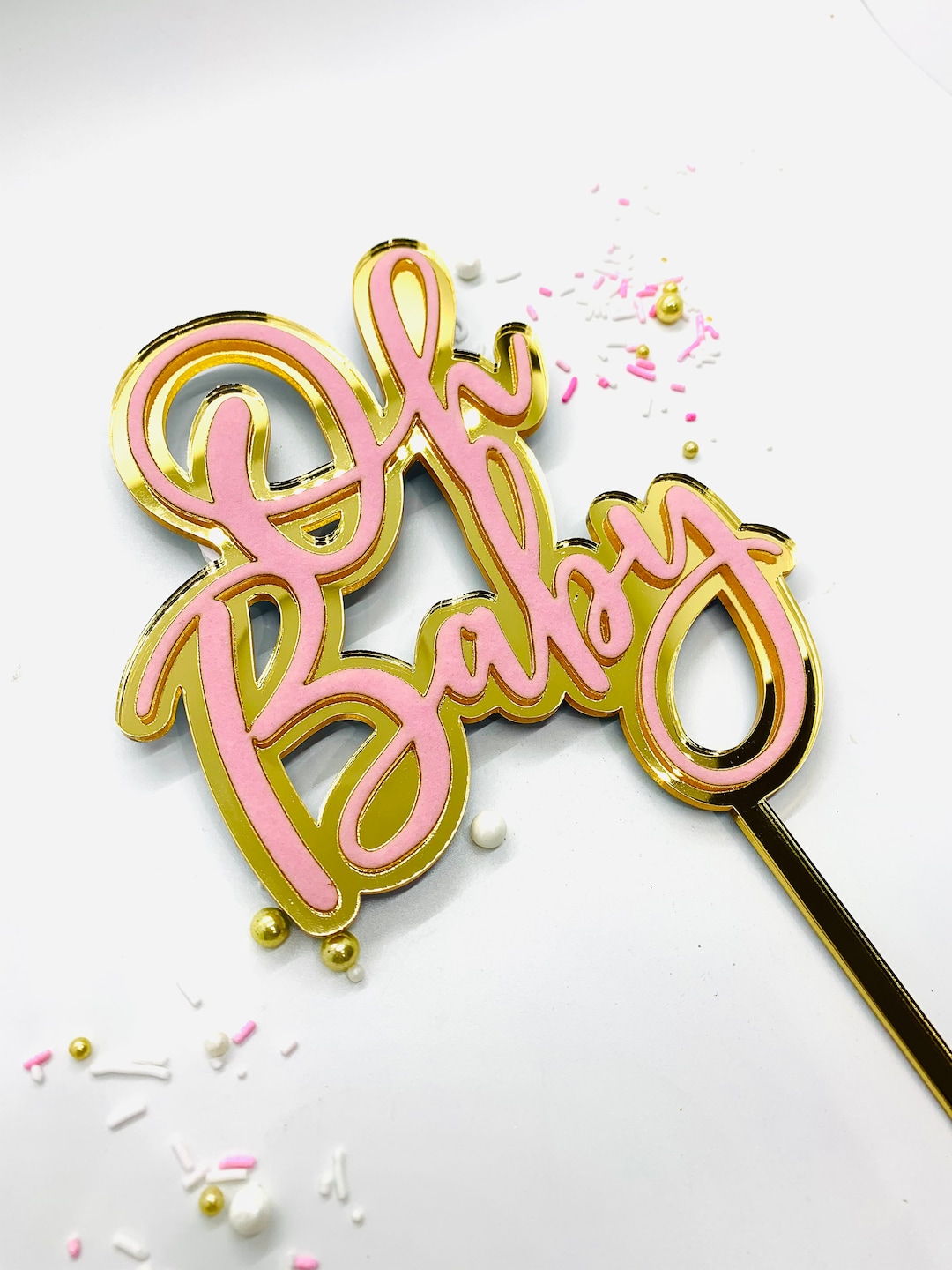 Oh Baby Acrylic and Velvet Cake Topper, Baby Shower Cake Topper, - Etsy