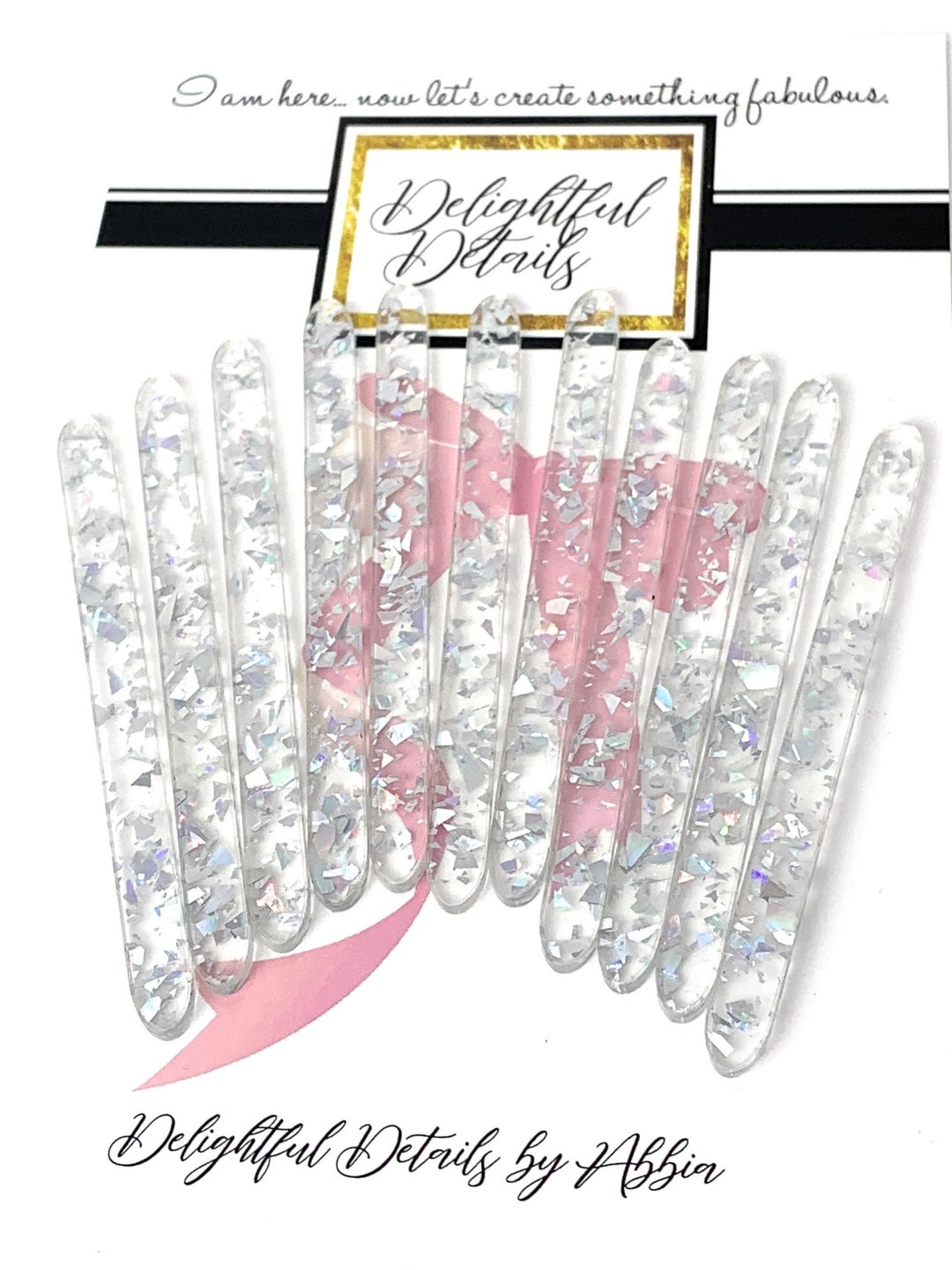 Clear and Silver Flakes Acrylic Popsickle Sticks, Cakesickle Sticks ...