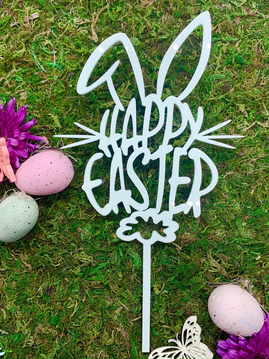 Acrylic Easter Bunny Cake Topper - Etsy