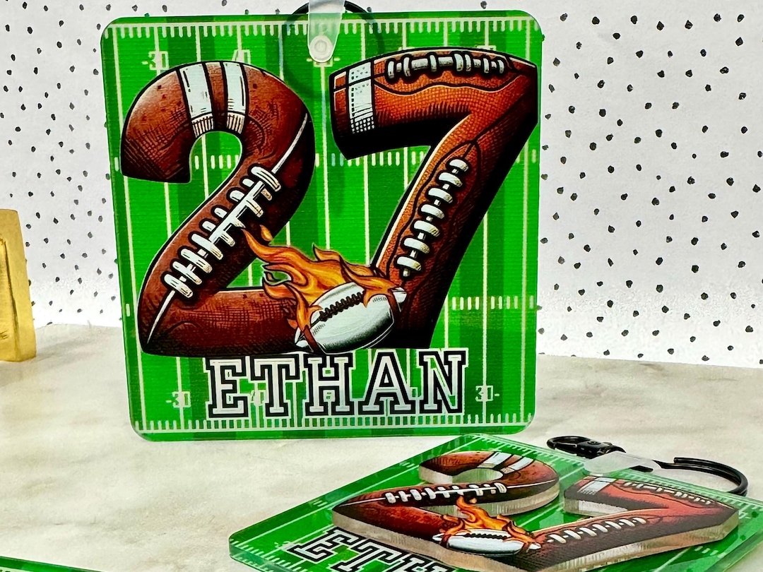 Football Themed Name Tag, Gym Bag Tag, Keychain, Backpack Tag, Back to ...
