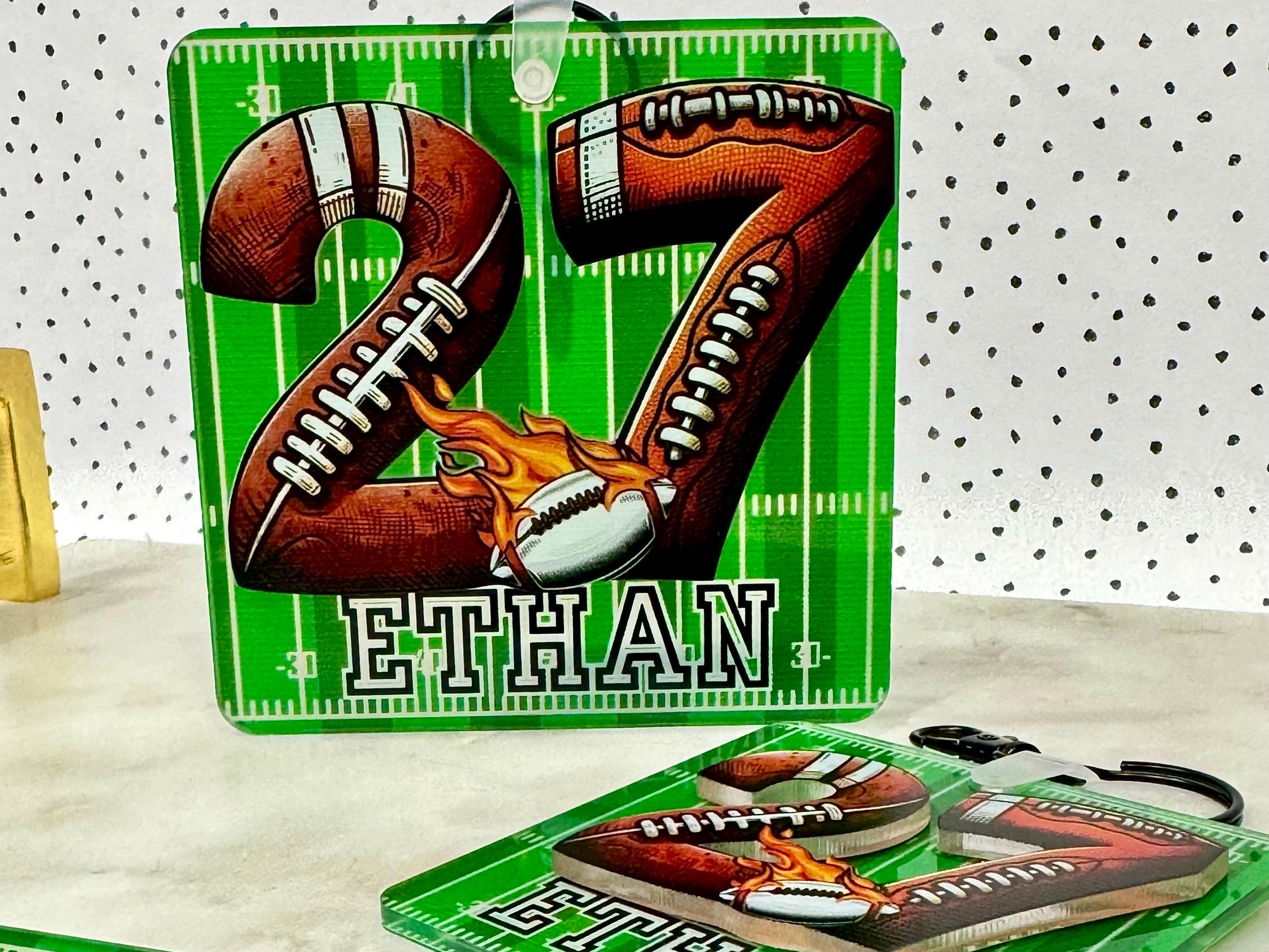Football Themed Name Tag, Gym Bag Tag, Keychain, Backpack Tag, Back to ...