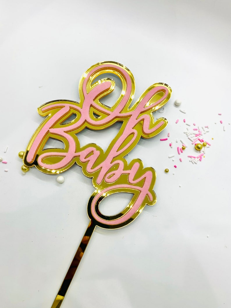Oh Baby Acrylic and Velvet Cake Topper, Baby Shower Cake Topper, - Etsy
