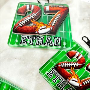 Football Themed Name Tag, Gym Bag Tag, Keychain, Backpack Tag, Back to ...