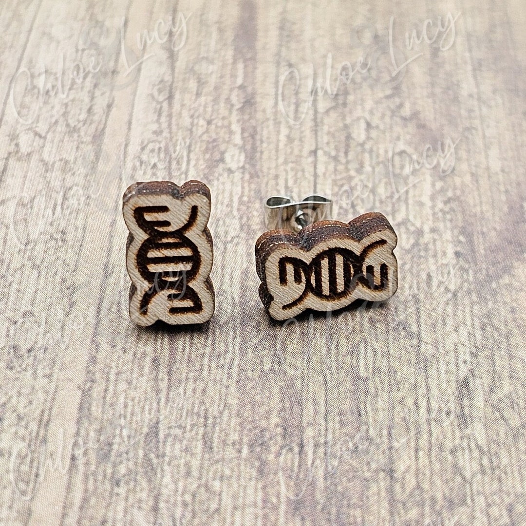 DNA Double Helix Stud Earrings | Genetics | Science Gift | Geneology - Etsy