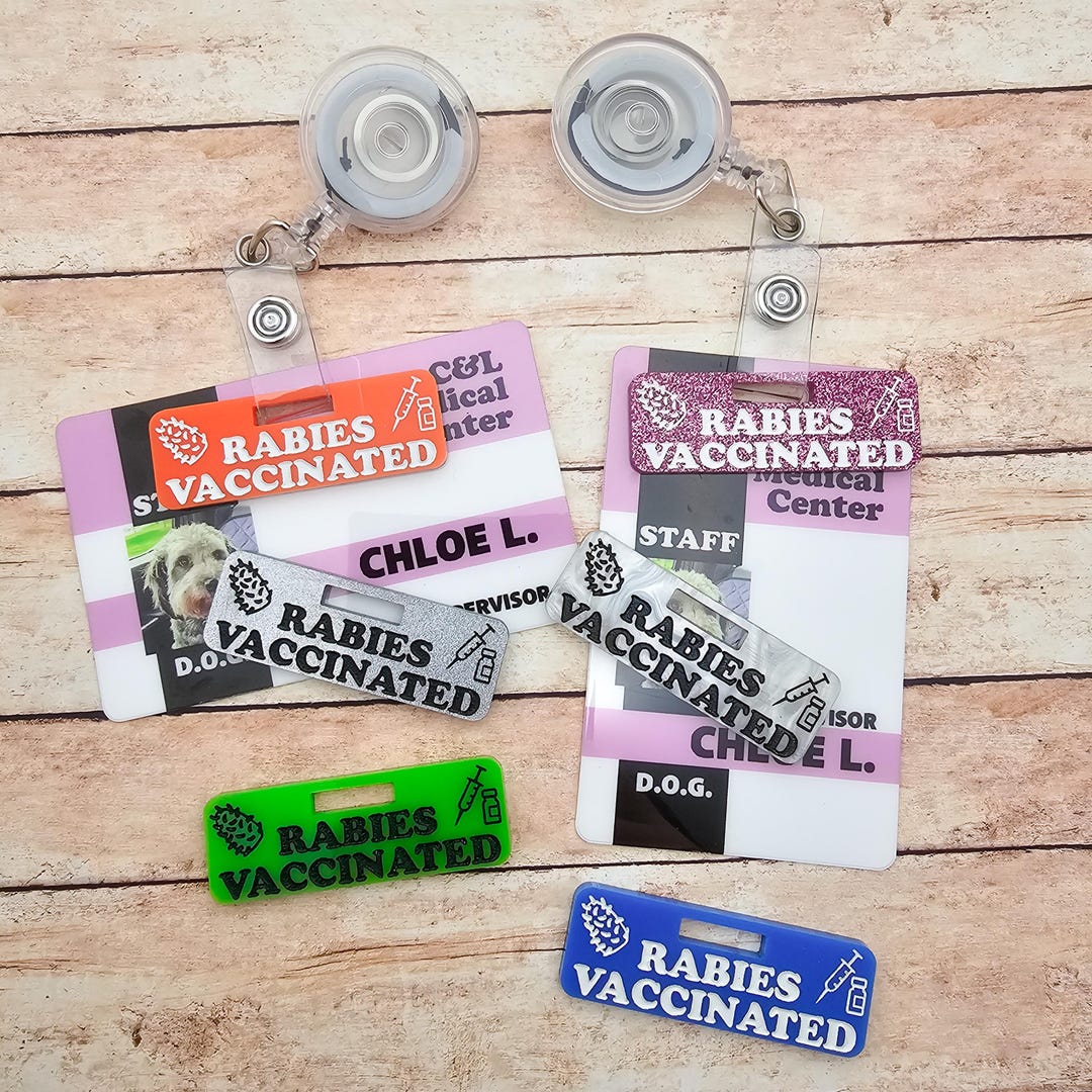 Rabies Vaccinated Badge Tag | Veterinary Badge Charm - Etsy