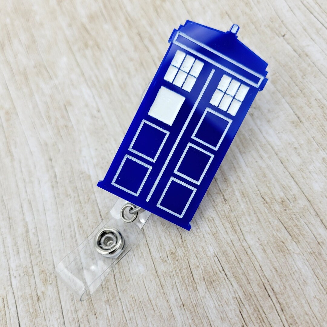 Blue Police Box Badge Reel | Acrylic Badge Holder | Healthcare Worker ...