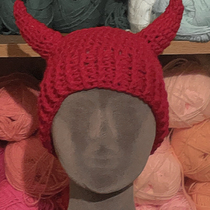 Black Horned Beanie - Etsy UK