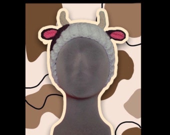 Handmade Crochet Cow Print Beanie Hat - Etsy