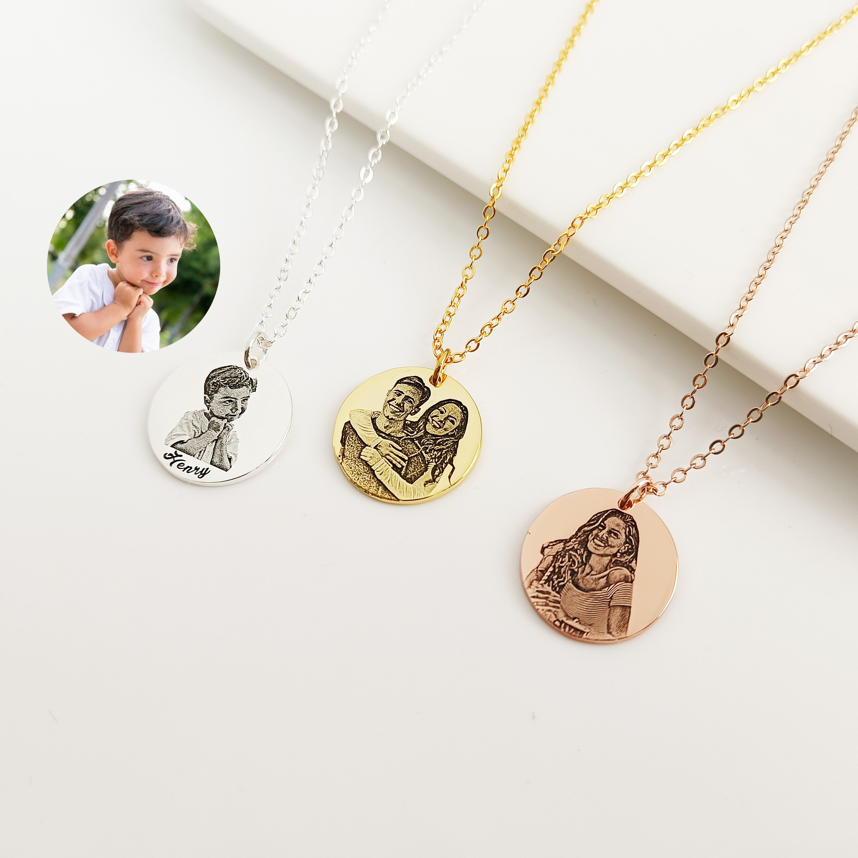 Personalized Photo Engraved Necklace•portrait Necklace•custom Picture ...