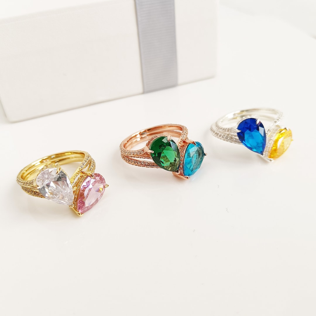 Personalized Birthstone Ring•family Stone Ring•couple Birthstone Ring ...