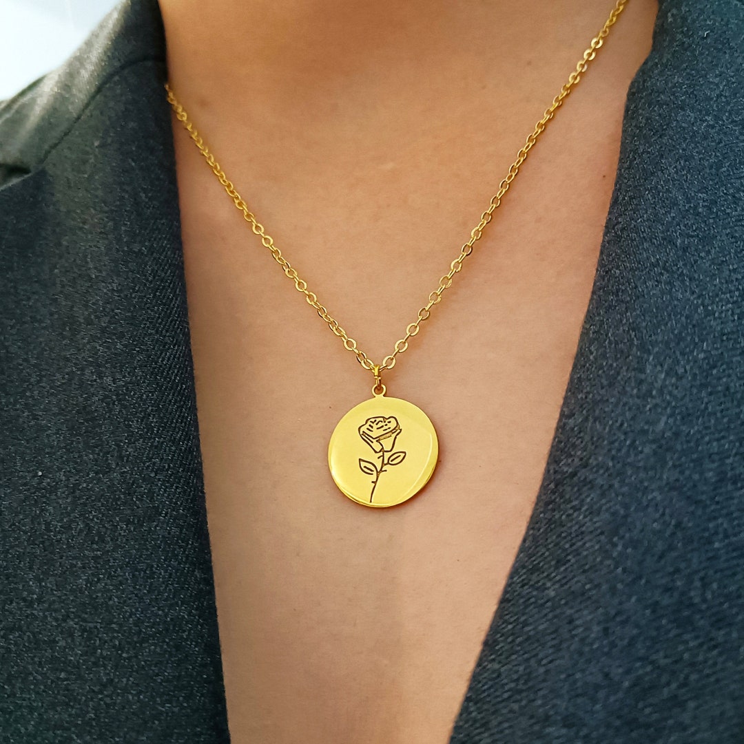 Personalized Birth Flower Necklace • Birth Month Flower Necklace ...