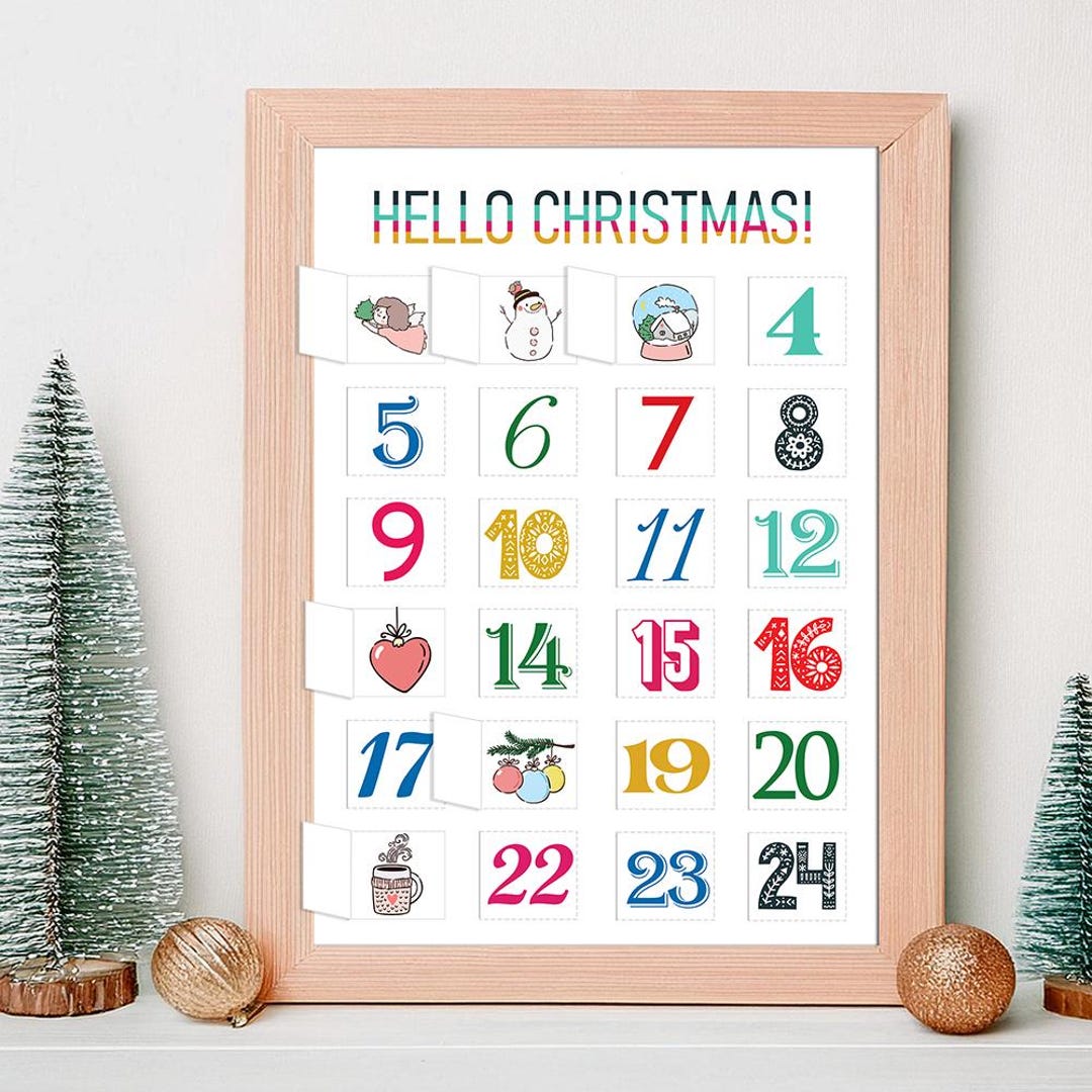 Advent Calendar Printable, Boho Advent Calendar, Christmas Countdown ...