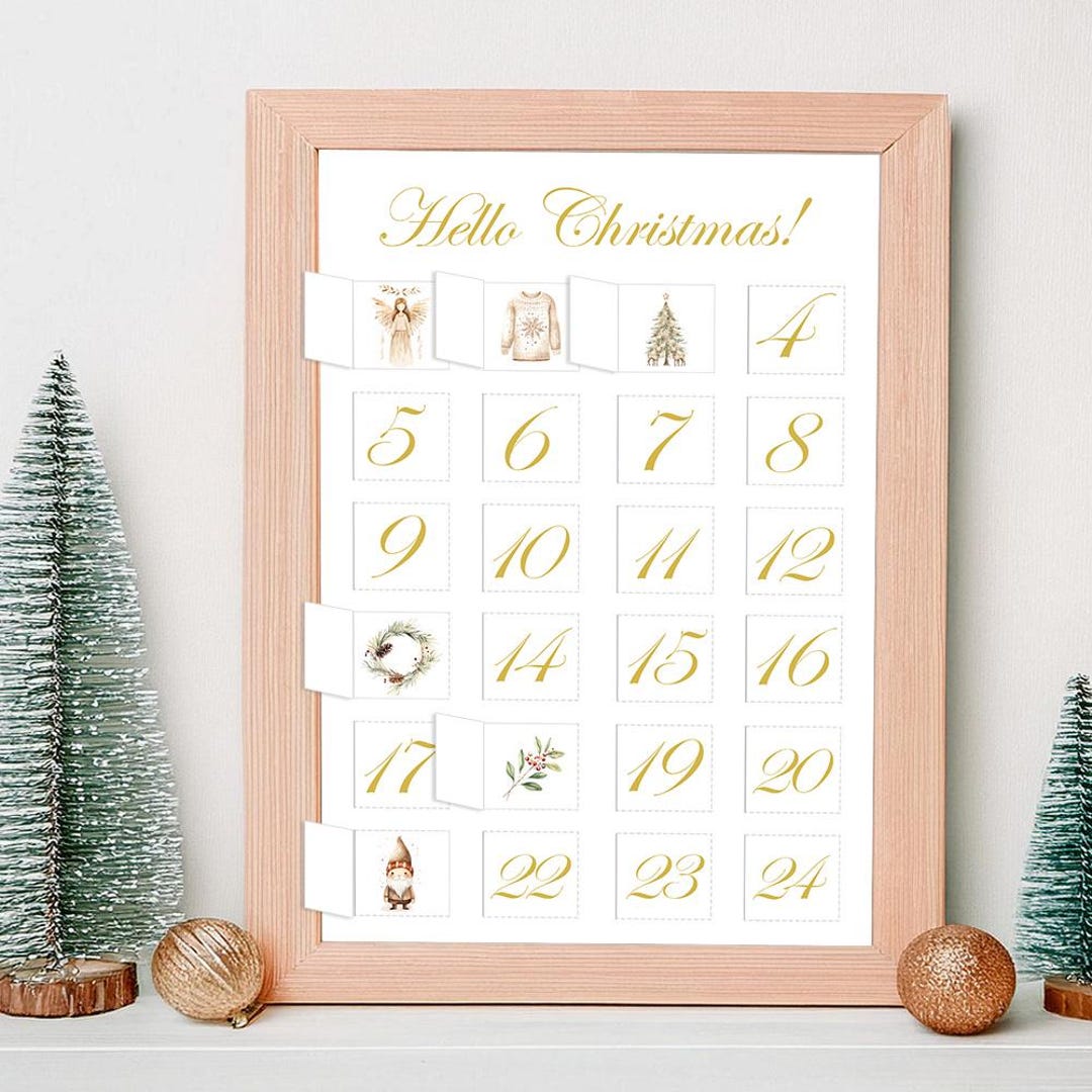 Advent Calendar Printable, Boho Advent Calendar, Christmas Countdown ...