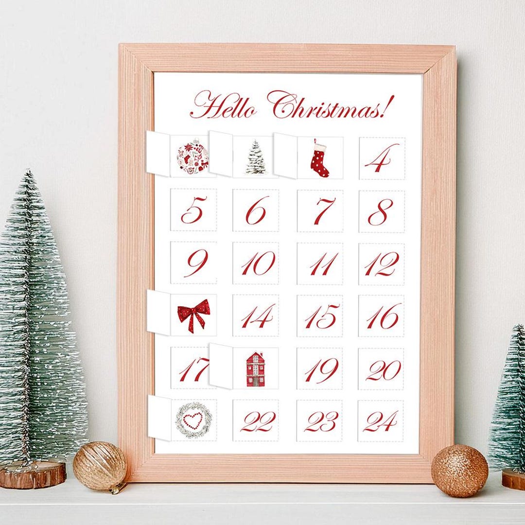 Advent Calendar Printable, Boho Advent Calendar, Christmas Countdown ...