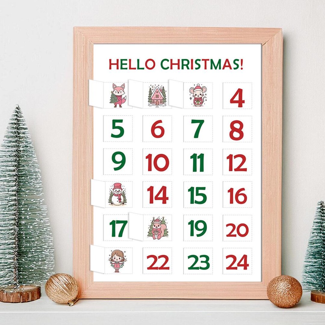 Advent Calendar Printable, Boho Advent Calendar, Christmas Countdown ...