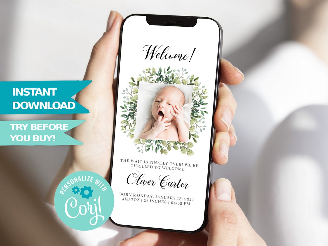 Electronic Baby Announcement Template for Mobile Phone New Baby ...