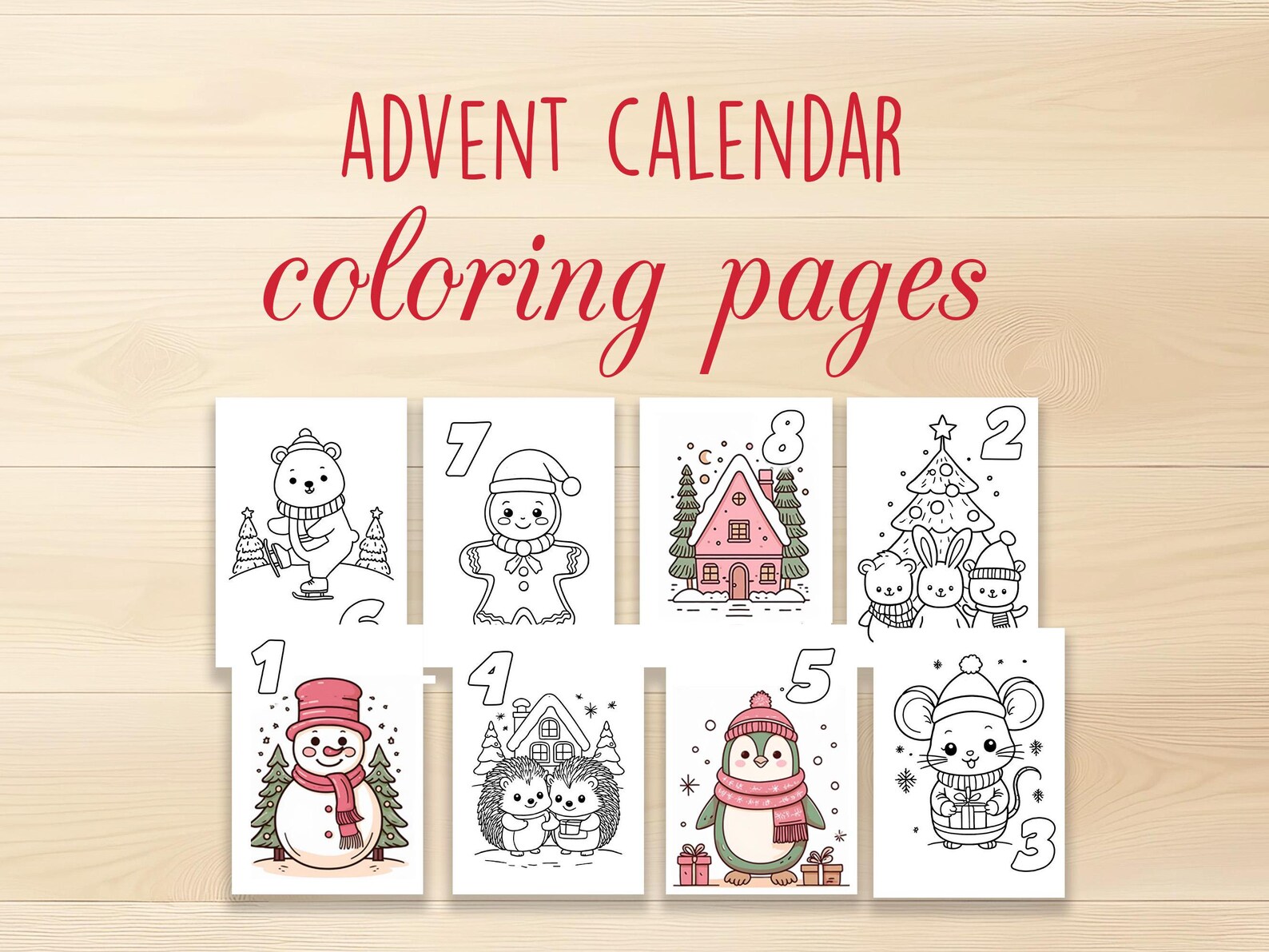 Christmas Illustrations Advent Calendar Coloring Pages, Countdown to ...