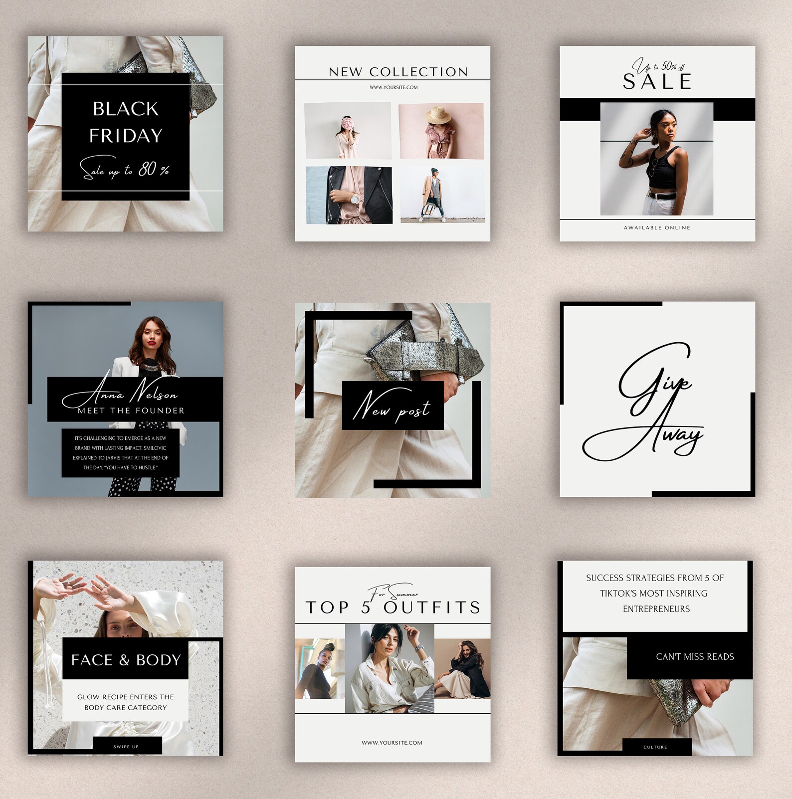 Instagram Posts Template and Instagram Highlight Covers, Fashion ...
