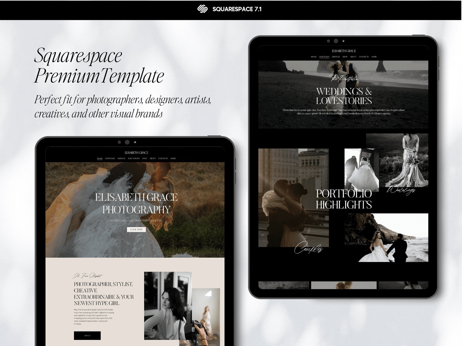 Squarespace Photography Template, Artist Portfolio Website, Boudoir ...