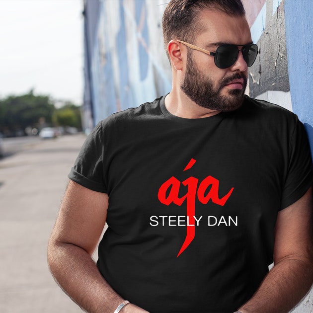 Steely Dan AJA Jazz Rock Band Album Logo Black Men Black Tee Shirt