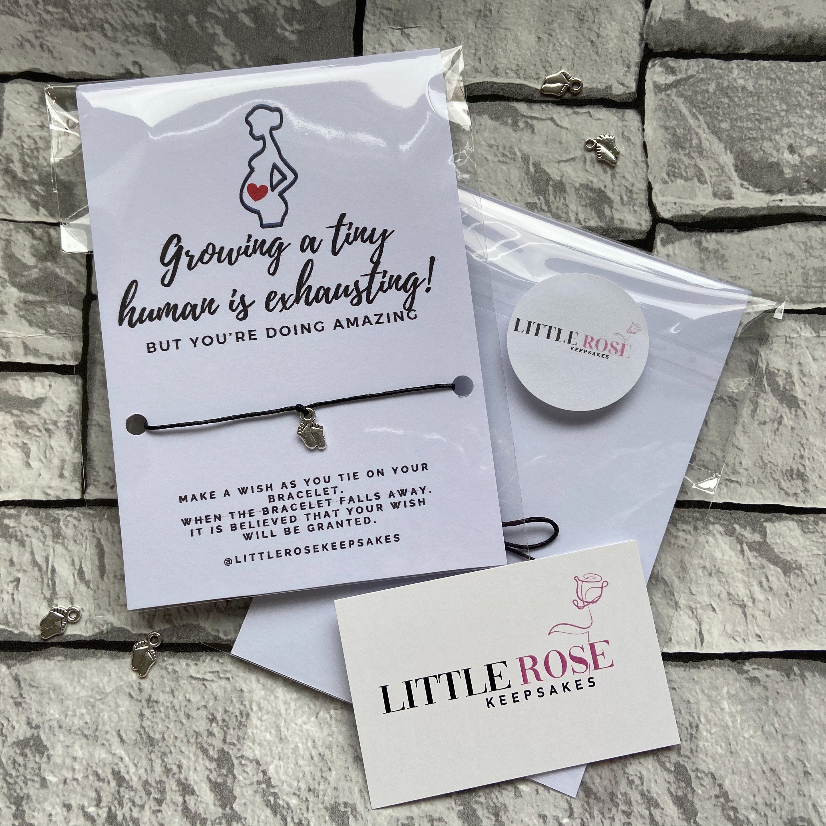 Growing a tiny human is exhausting pregnancy wish bracelet | Etsy