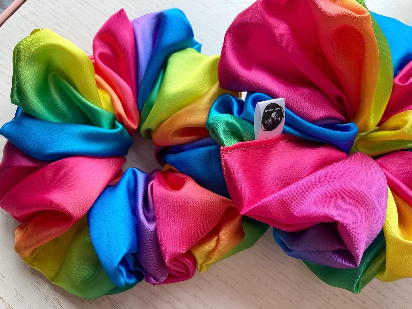 Rainbow scrunchies satin rainbow scrunchie scrunchies | Etsy