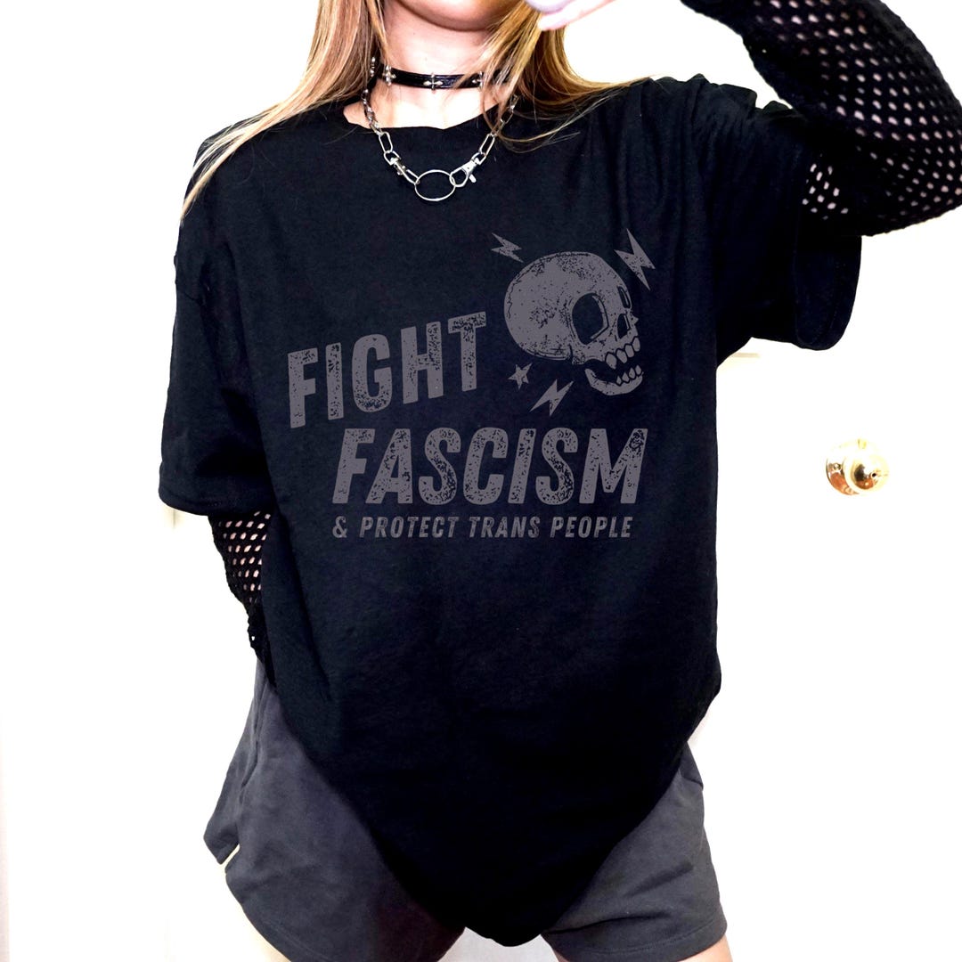 Goth Punk Skull Fight Fascism Protect Trans People Defend Equality ...