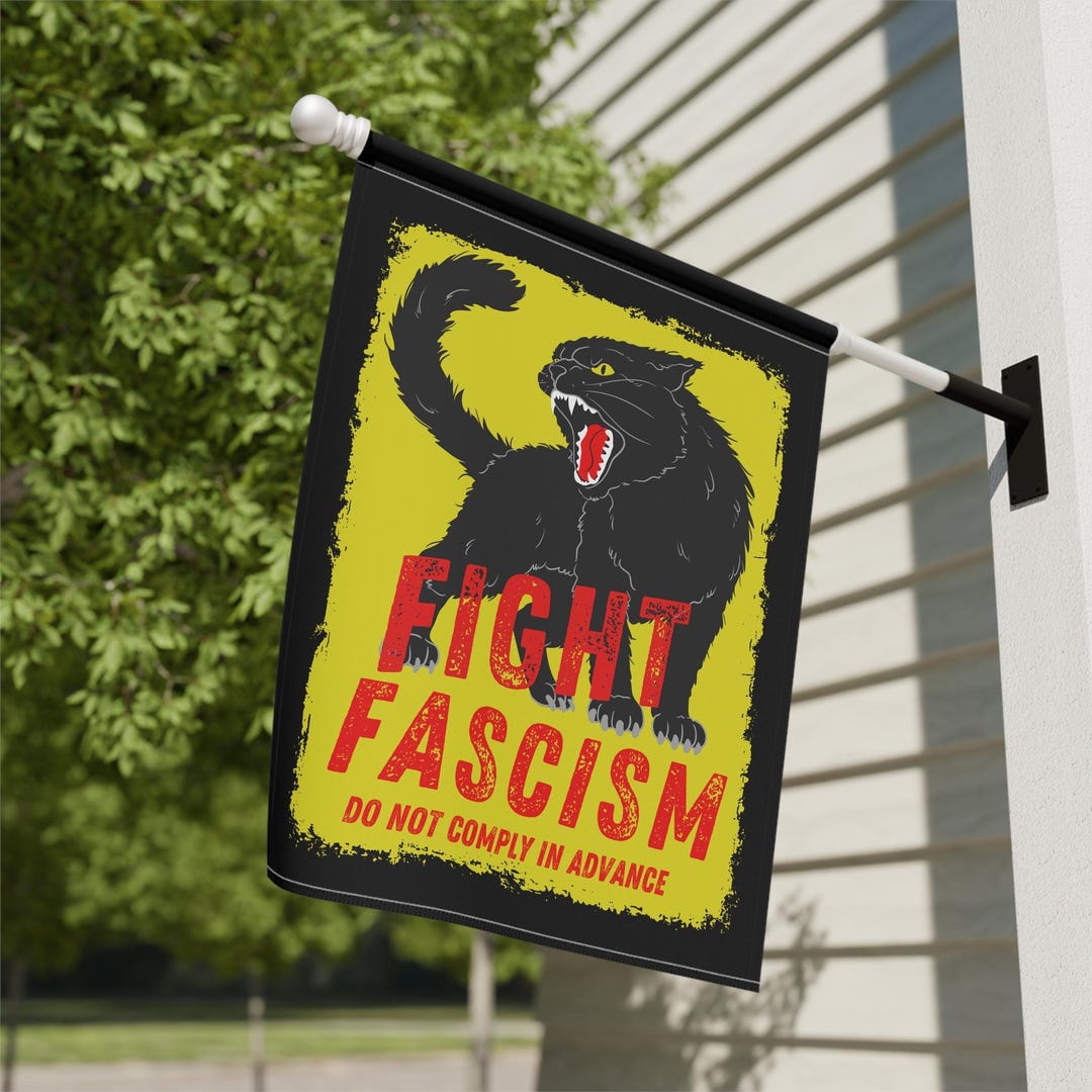 Resist Flag Fight Fascism Black Cat Anti Fascism Antifascist Flag ...