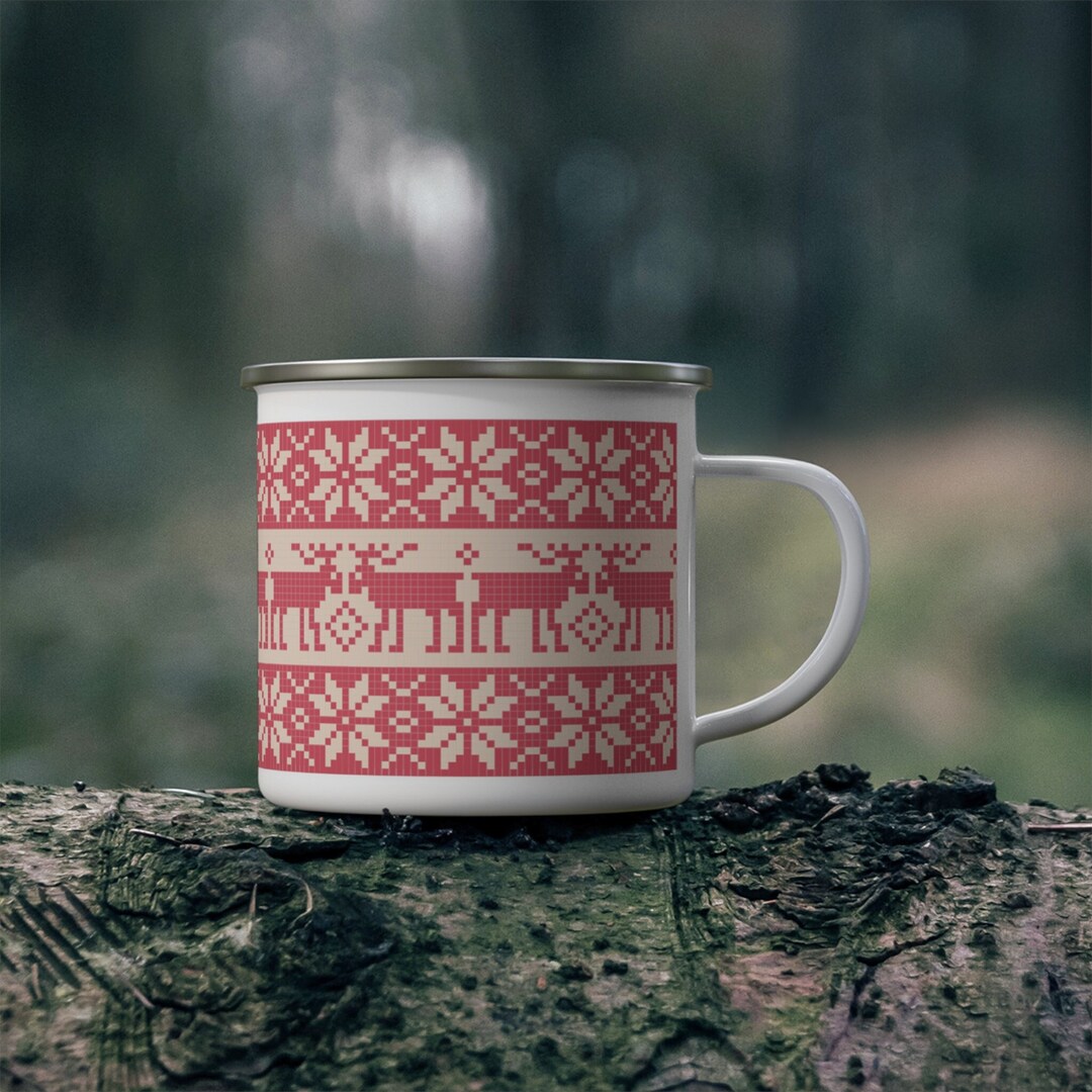 Scandinavian Mug Nordic Mug Granola Girl Aesthetic Fair Isle Mug Winter ...