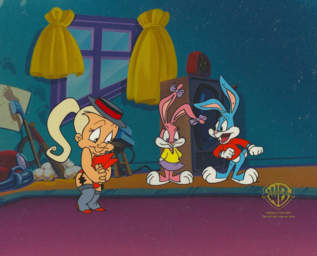 Tiny Toons Original Production Cel: Buster, Babs, and Elmer Fudd as ...