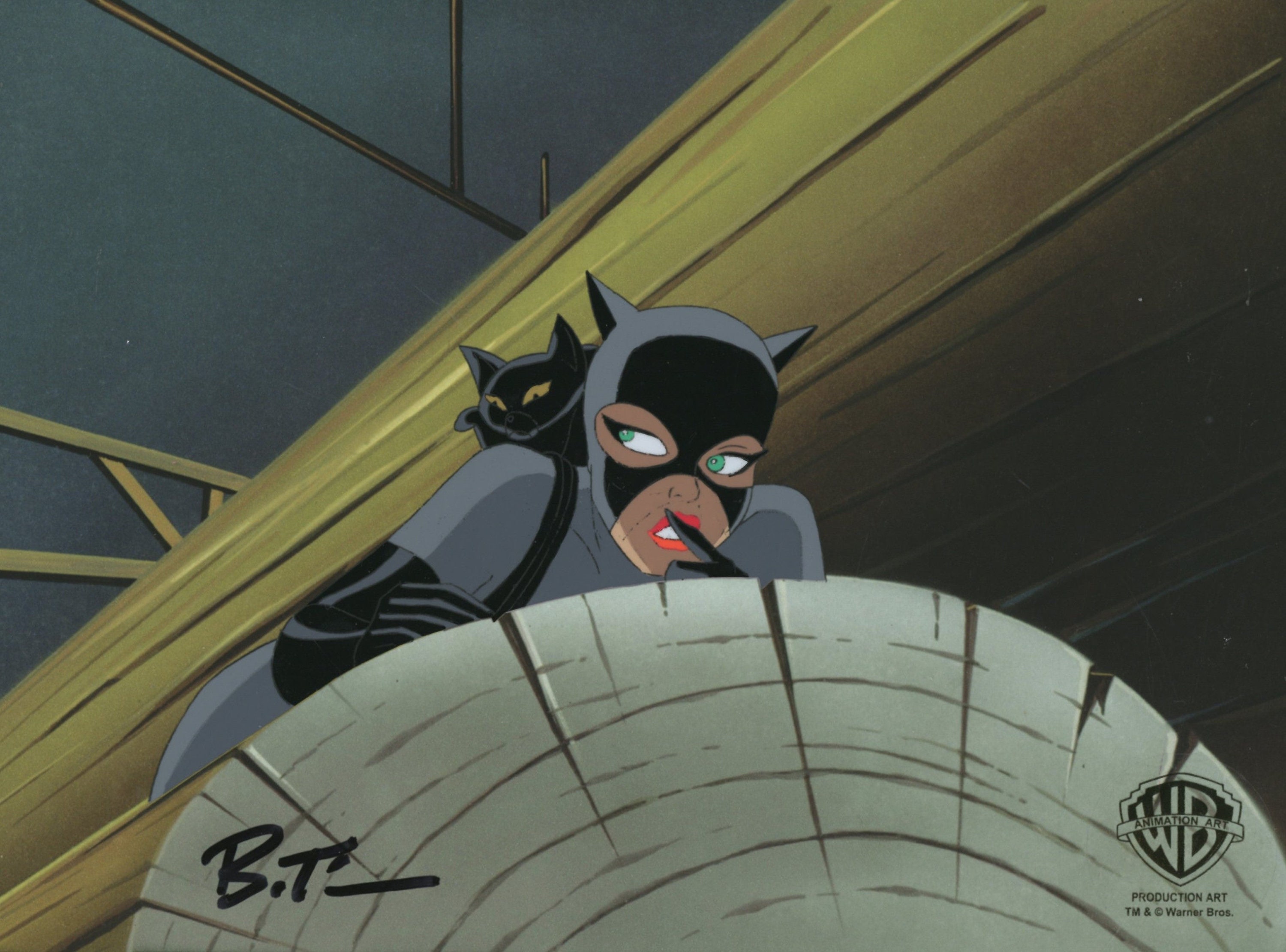 Batman The Animated Series Original Production Cel Signed By Bruce Timm Catwoman Ph