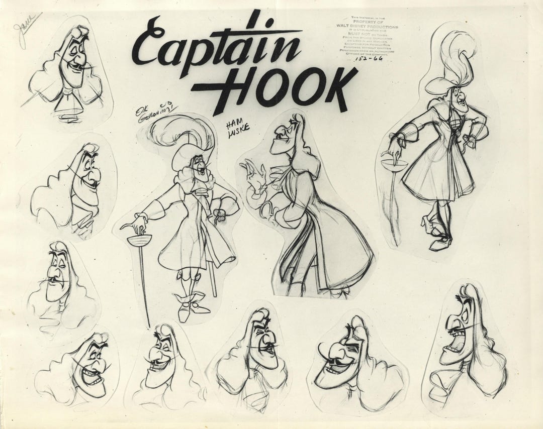 Peter Pan Original Stat Model Sheet: Captain Hook - Etsy