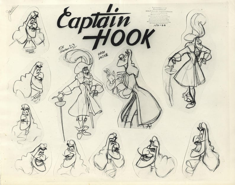 Peter Pan Original Stat Model Sheet: Captain Hook - Etsy