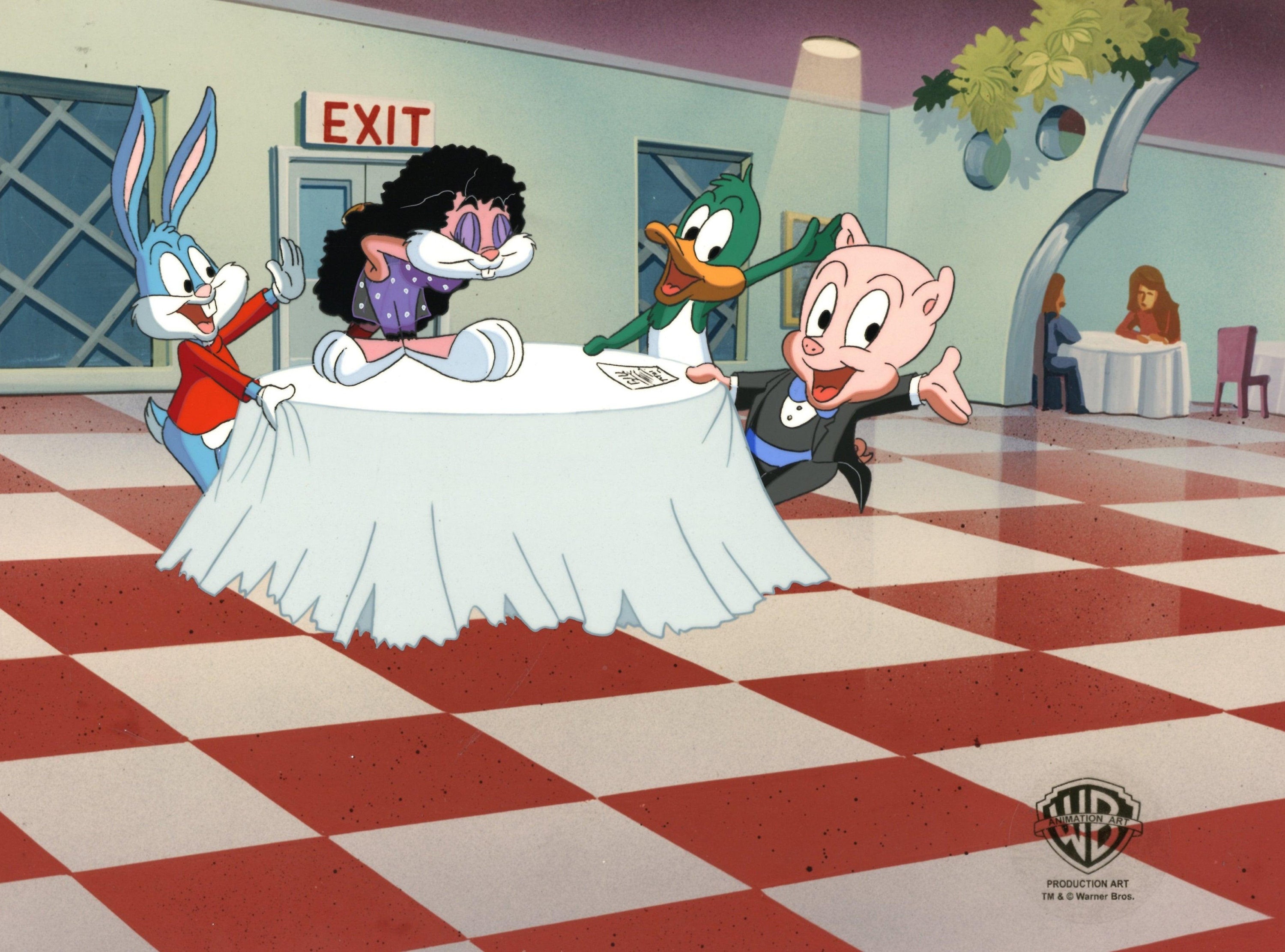 Tiny Toons Original Production Cel With Matching Drawing: Buster, Babs ...