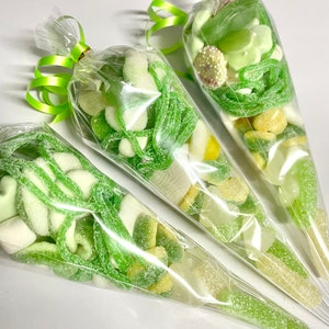 Green Colour Themed Pick N Mix Gummy and Fizzy Sweet Cones- Party Bags ...