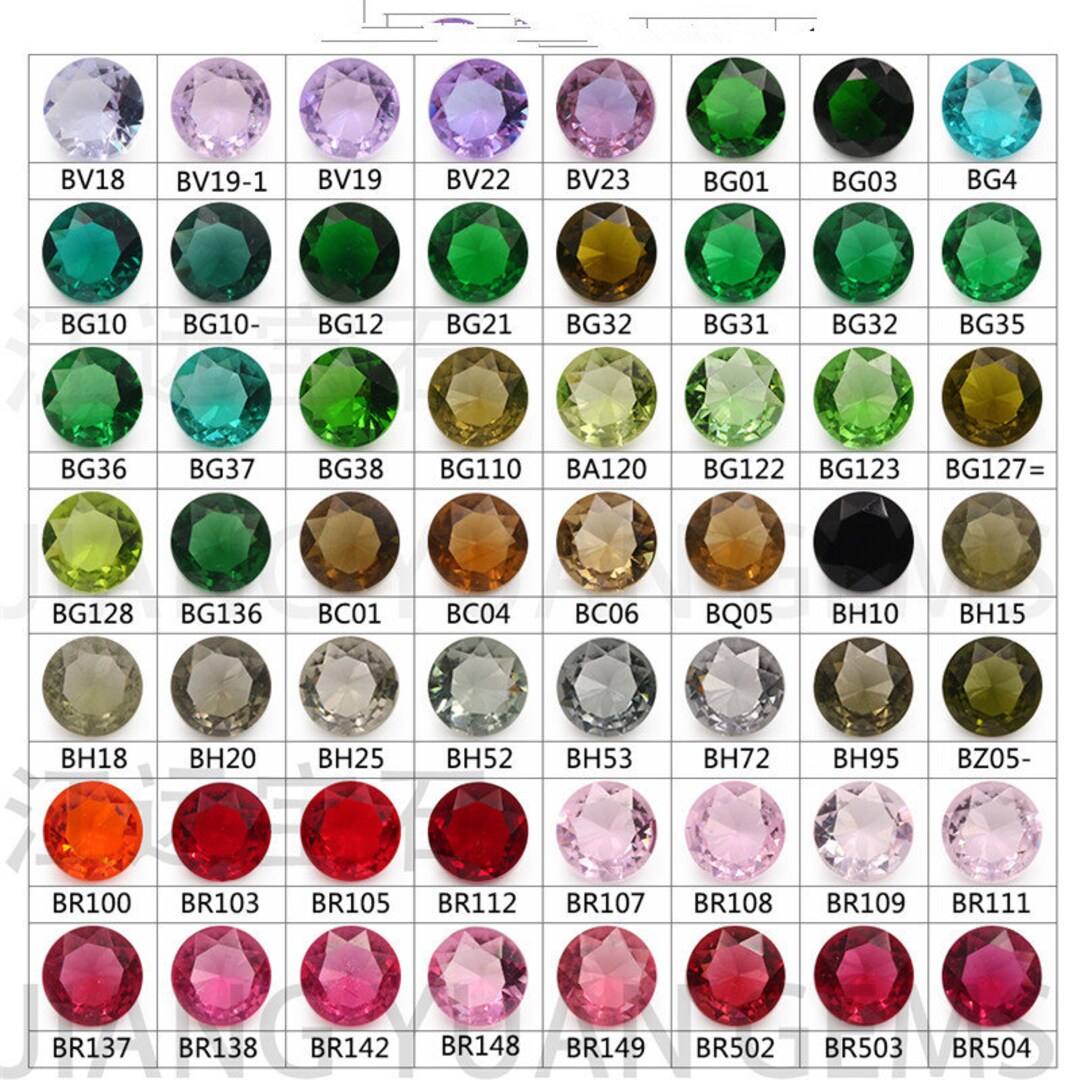 Round & Plain Flat Flat 6mm Artificial Gemstone Glass Color Card 204 ...